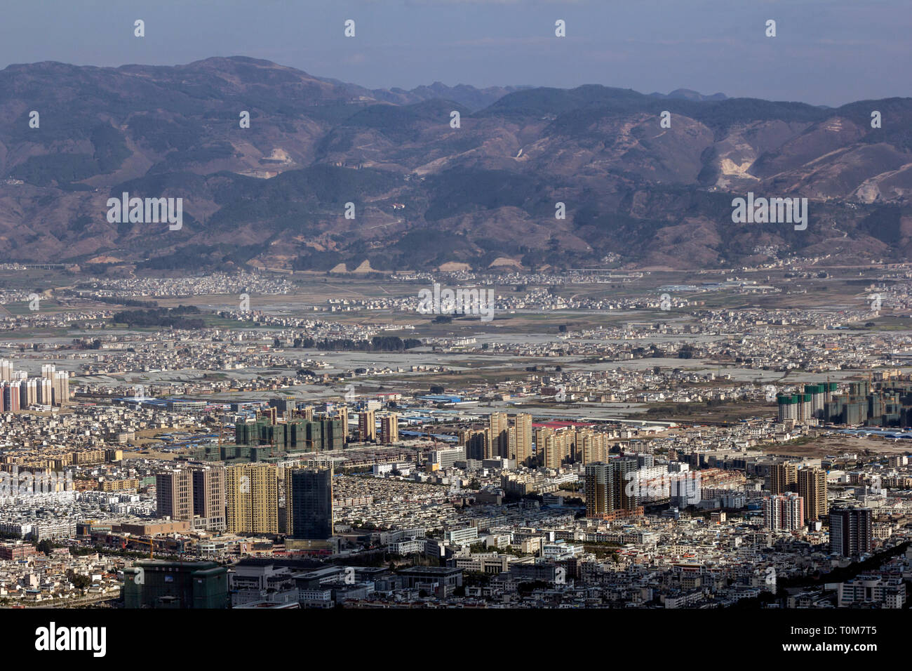 View on Chinese city with tilt shift effect Stock Photo - Alamy