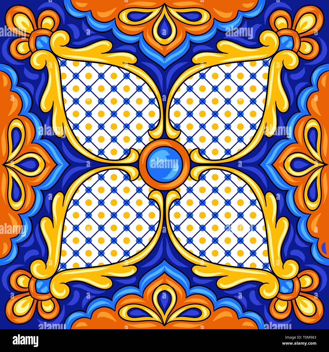 Mexican talavera ceramic tile pattern. Ethnic folk ornament Stock ...