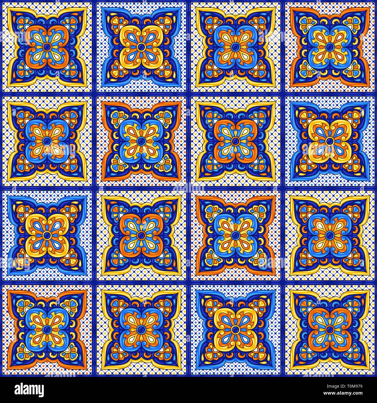 Mexican talavera ceramic tile pattern. Ethnic folk ornament Stock ...