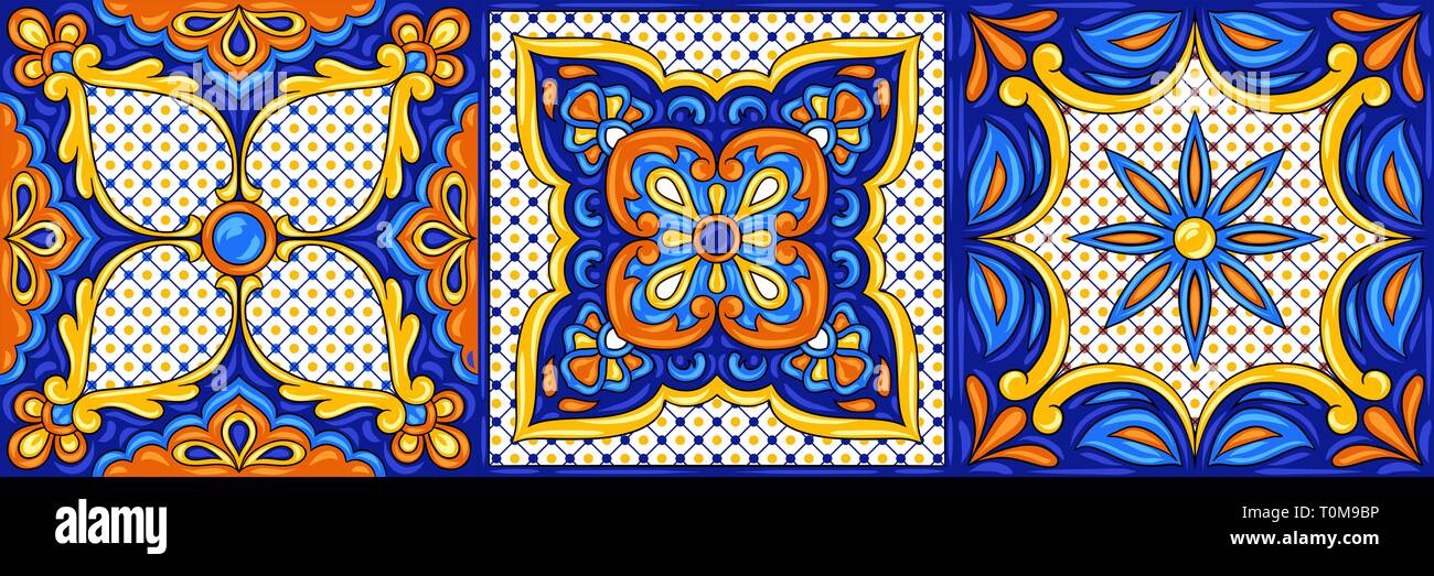 Mexican talavera ceramic tile pattern. Ethnic folk ornament Stock ...