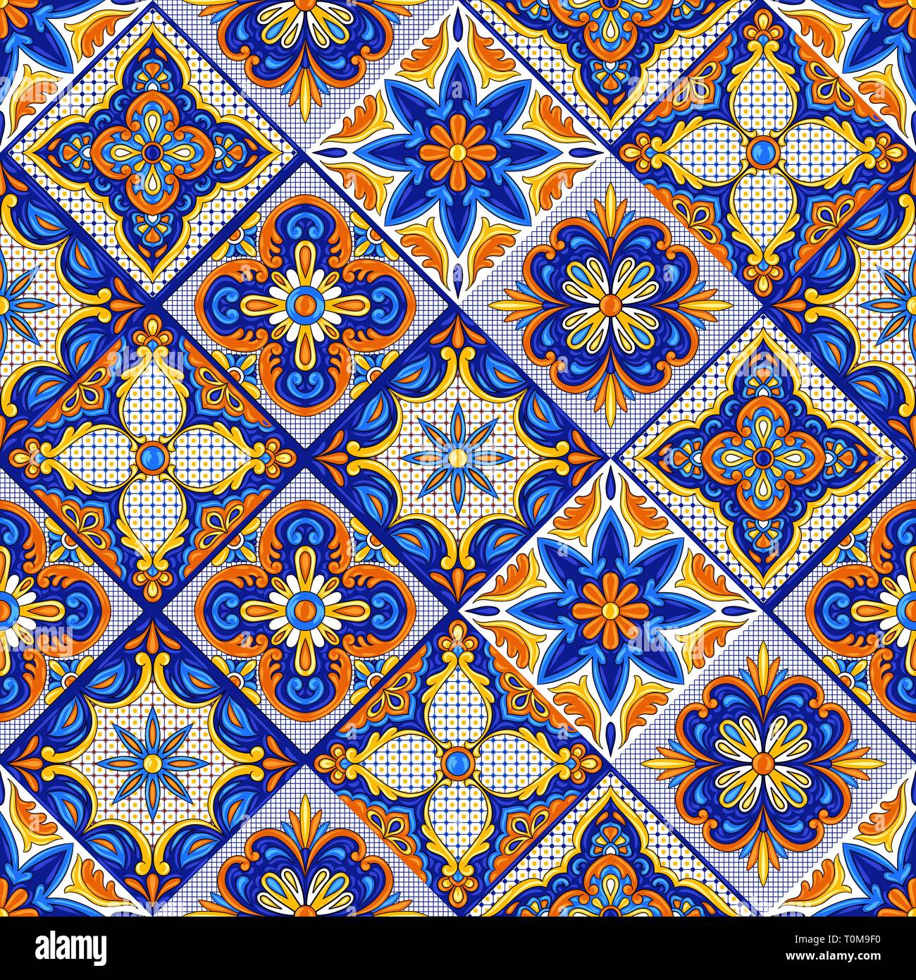 Mexican talavera ceramic tile pattern. Ethnic folk ornament Stock ...