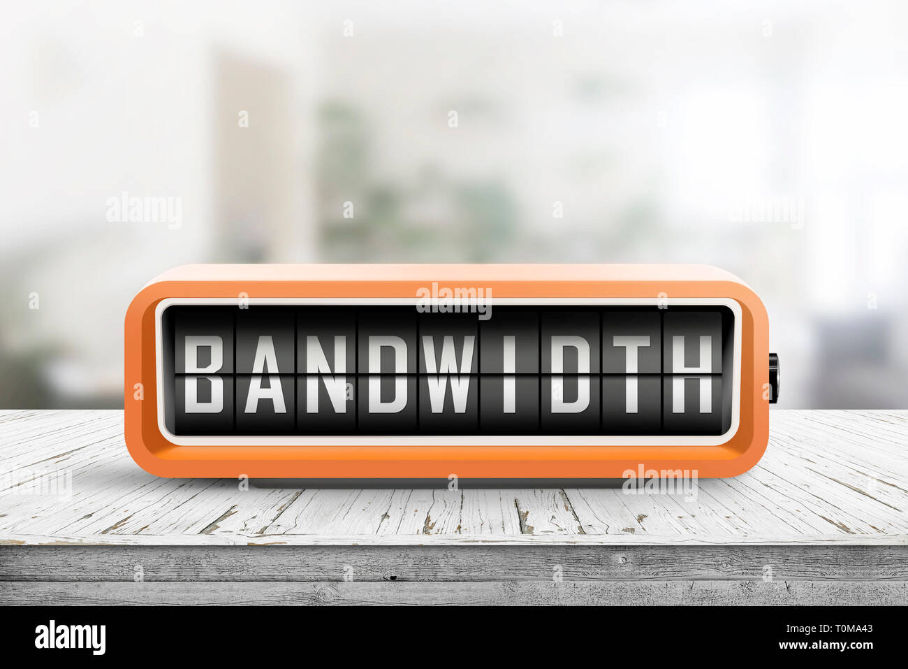 Bandwidth alarm message on a retro device in orange color in a bright ...