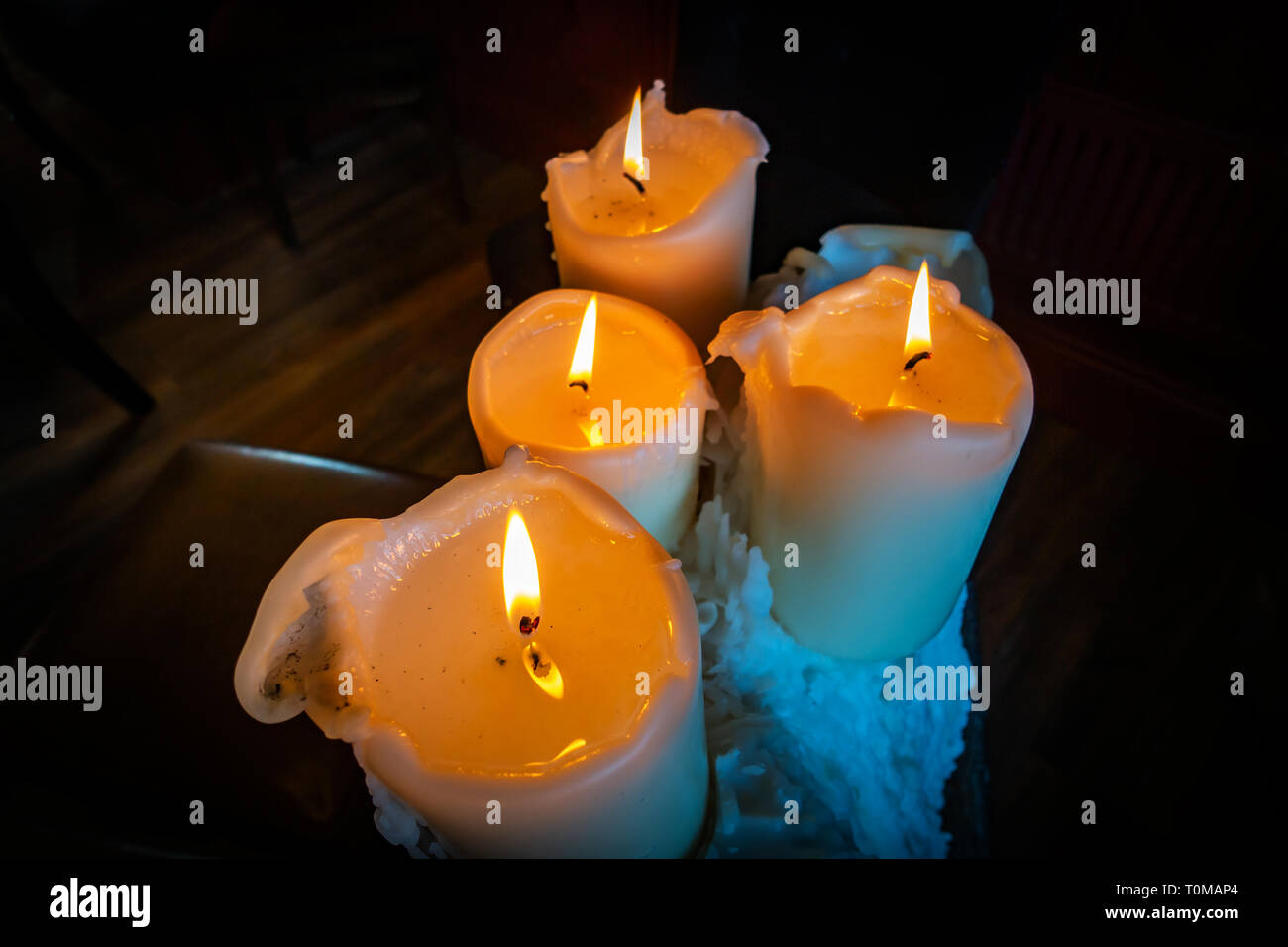 wonderful cluster of beautiful old church style candles perched on the ...