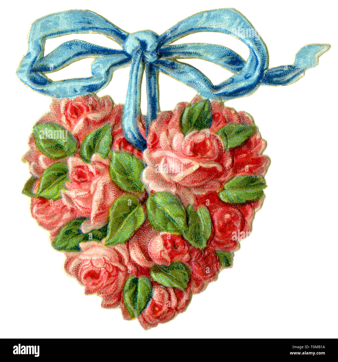kitsch / souvenir, heart with roses, lithograph, Germany, circa 1895 ...
