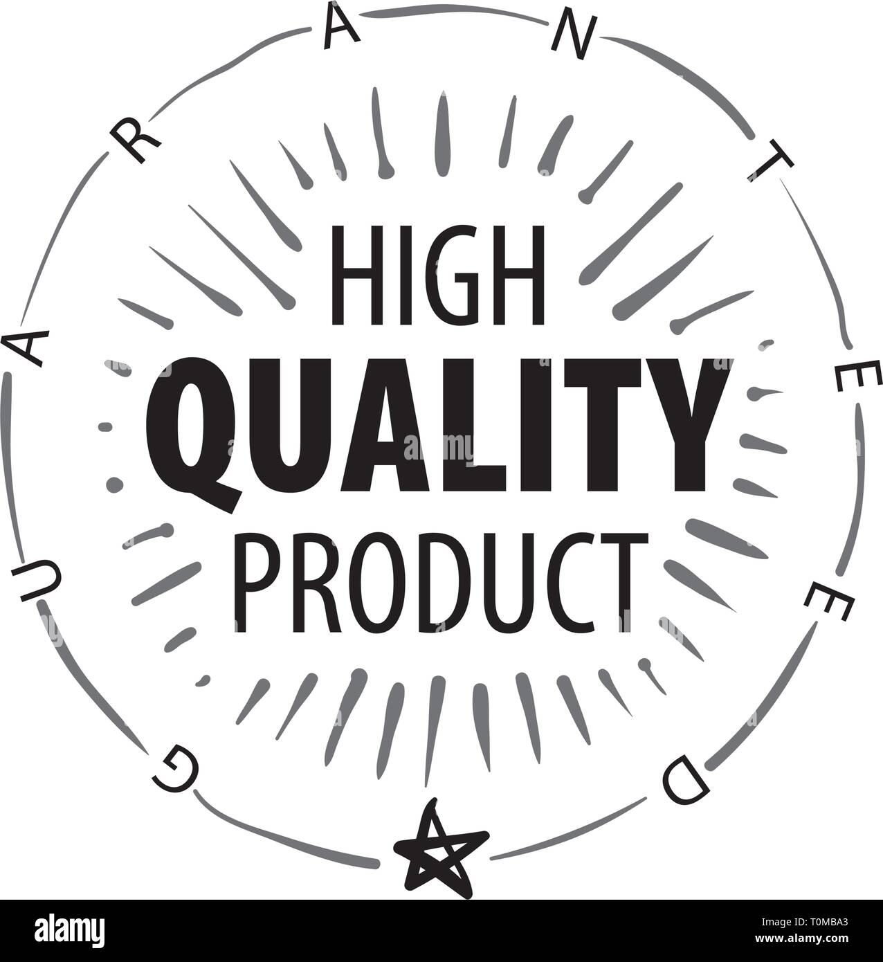 Vector mark of the best quality of the product drawn by hand Stock ...