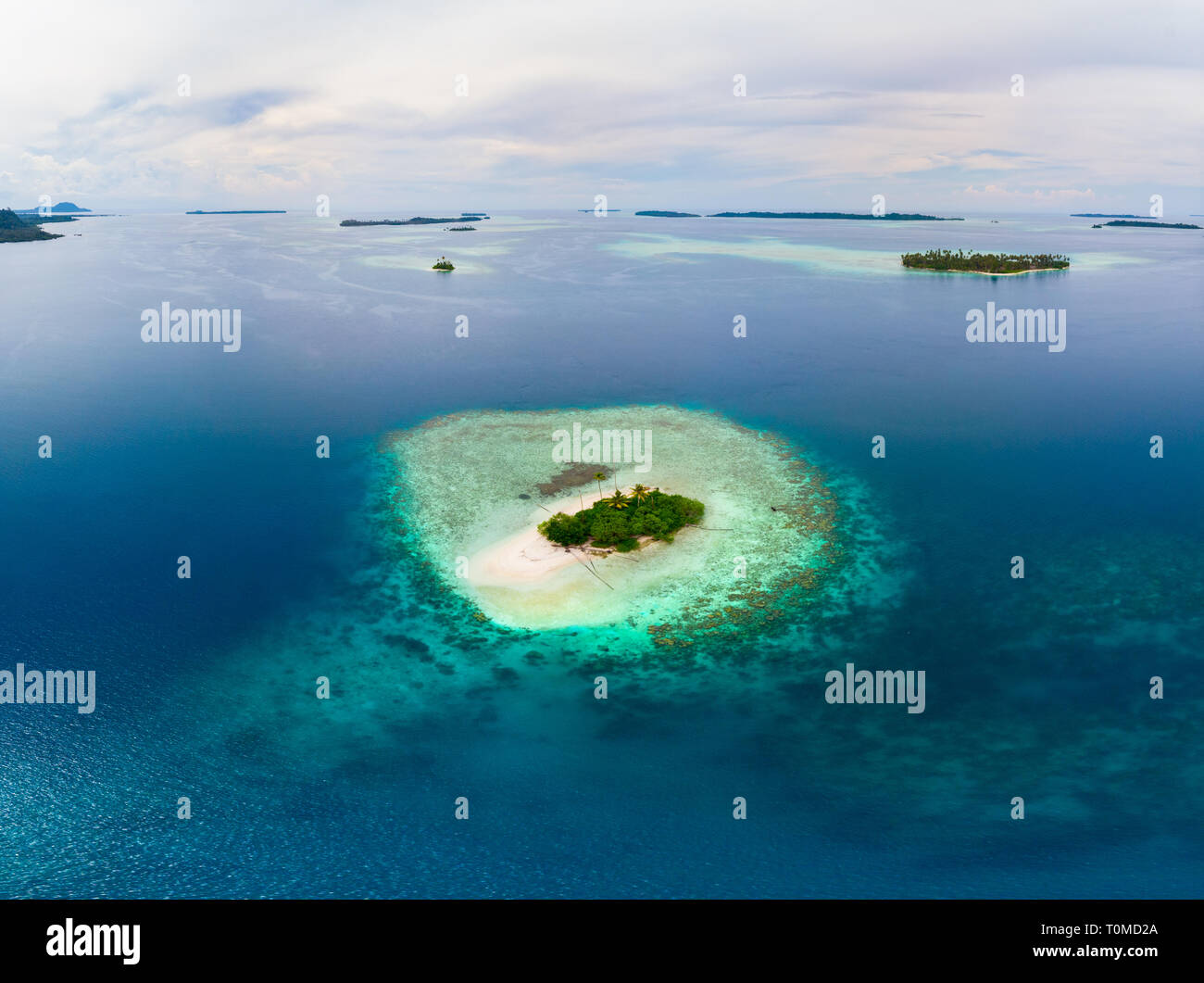 Aerial view Banyak Islands Sumatra tropical archipelago Indonesia, Aceh ...