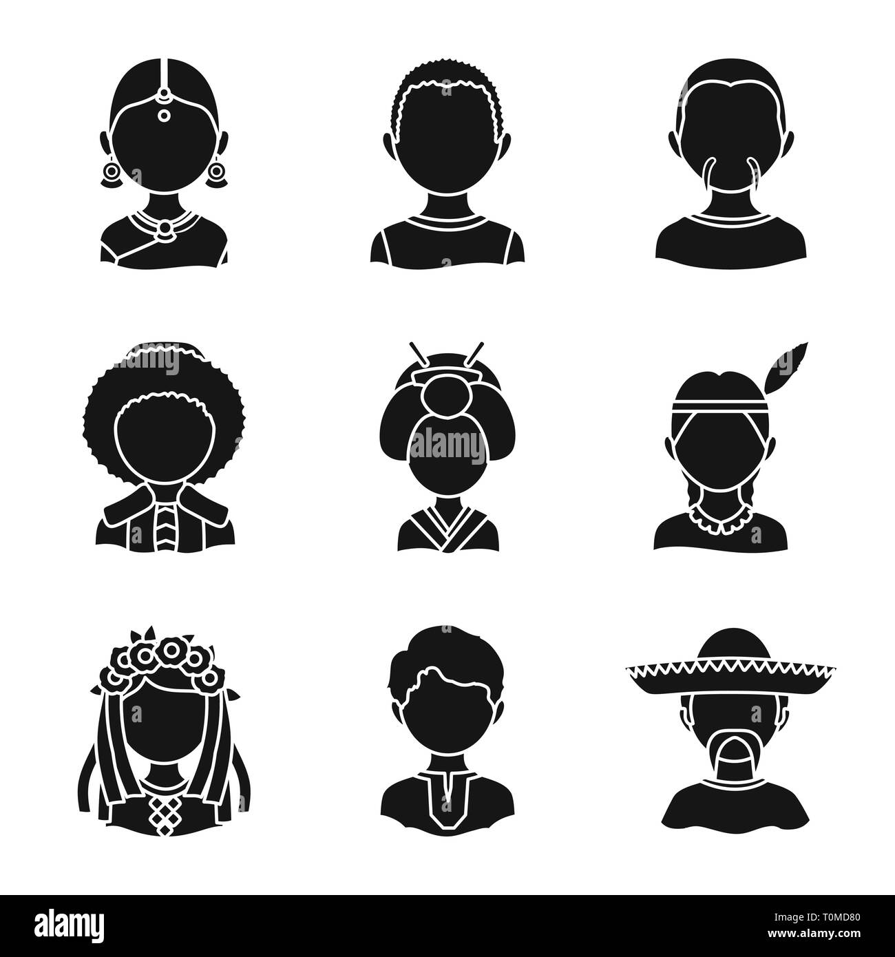 Vector illustration of person and culture sign. Set of person and race ...