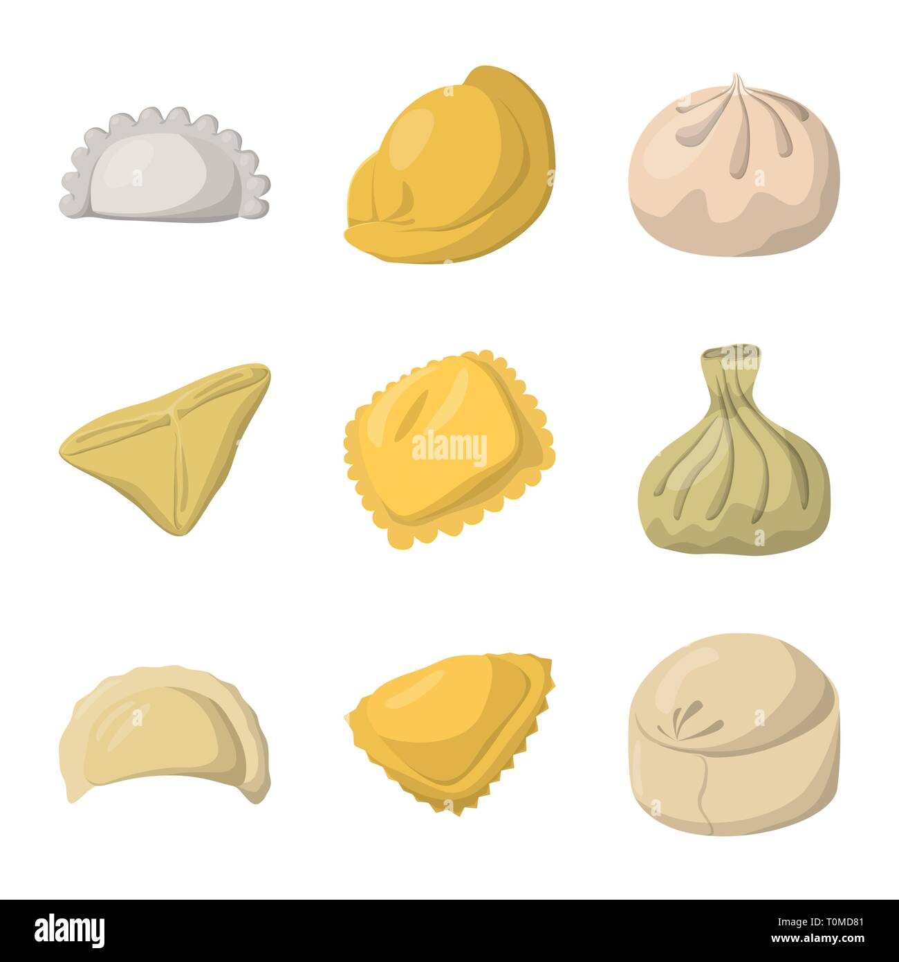 Vector design of dumplings and food logo. Collection of dumplings and ...