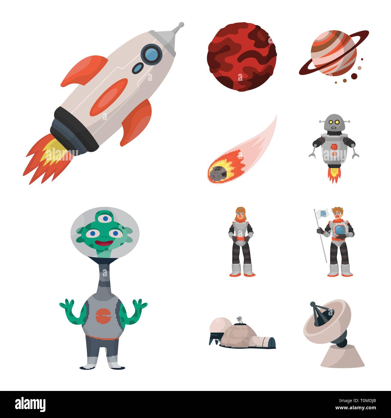 rocket,planet,comet,robot,alien,astronaut,base,antenna,launch,mars ...