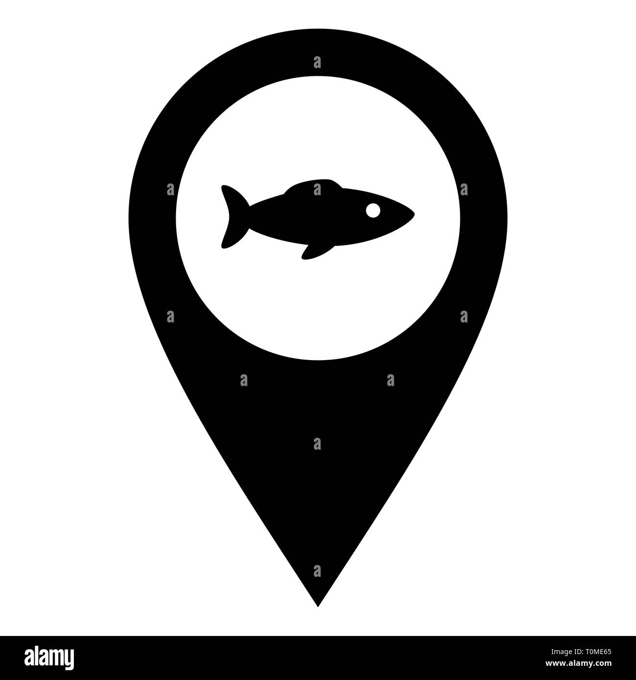 Fish and location pin Stock Photo - Alamy