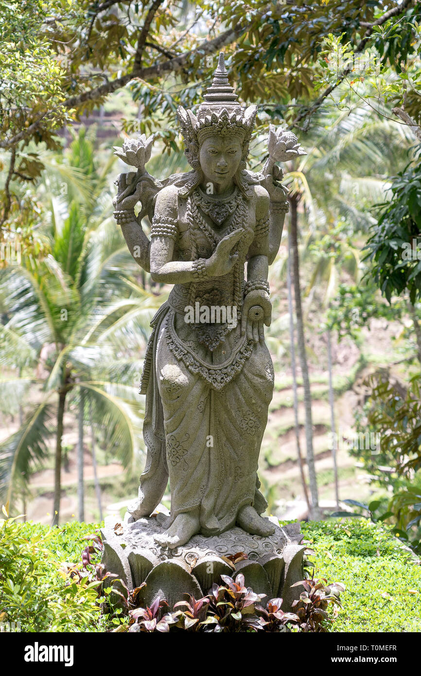 Traditional Balinese stone statue depicting god or mythological deity ...