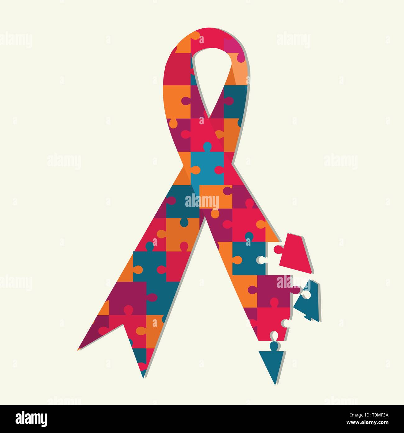 puzzle ribbon for autism day concept vector illustration on white ...
