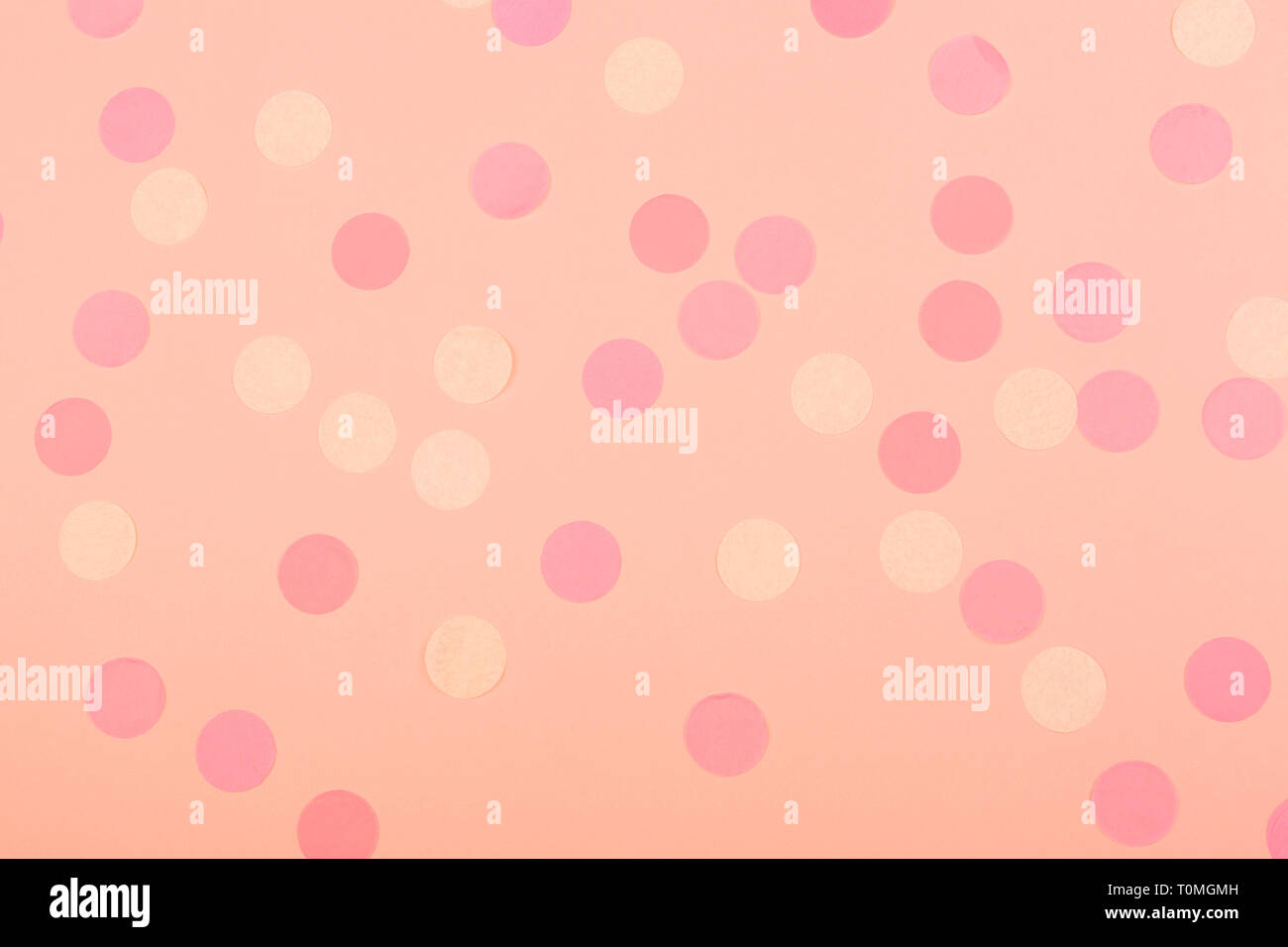 Living coral confetti on contrast background. Trendy color of 2019 year ...