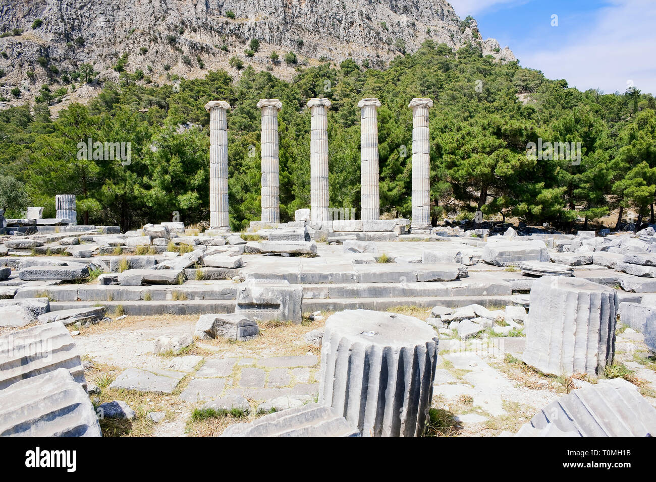 Ancient Roman ruins of Athena Temple, Priene, Turkey, Asia Minor, Asia ...