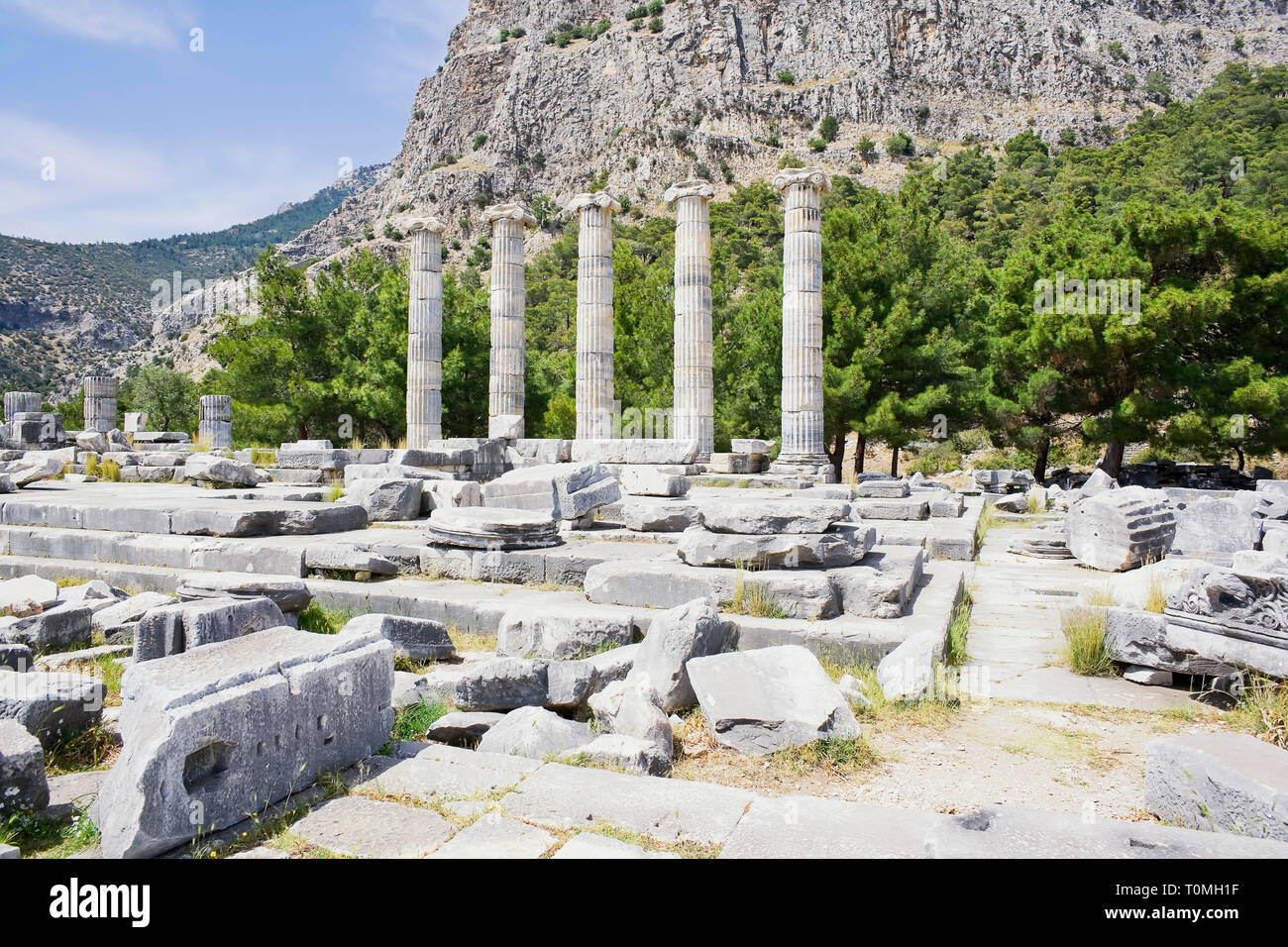Ancient Roman ruins of Athena Temple, Priene, Turkey, Asia Minor, Asia ...