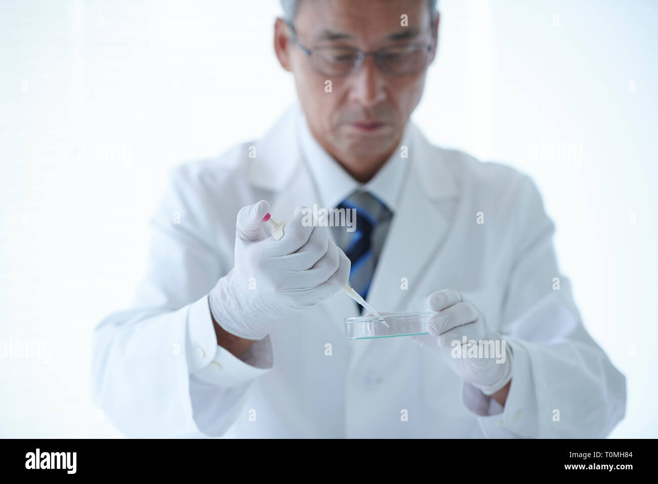 Senior Japanese researcher in the lab Stock Photo - Alamy