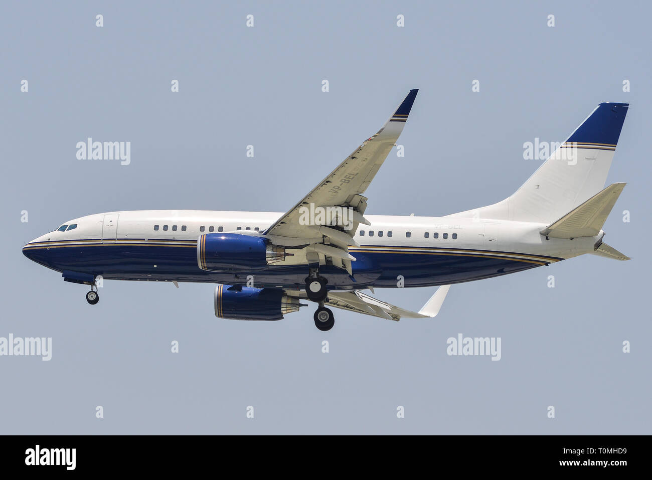Saigon, Vietnam - Mar 18, 2019. A Boeing 737-700 (BBJ) airplane of ...