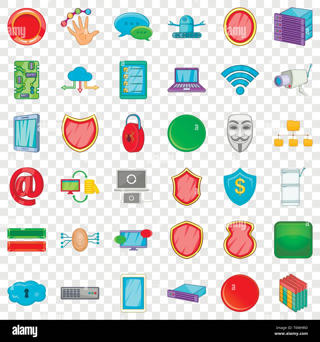 Computer Database Icons Set Cartoon Style Stock Vector Image And Art Alamy