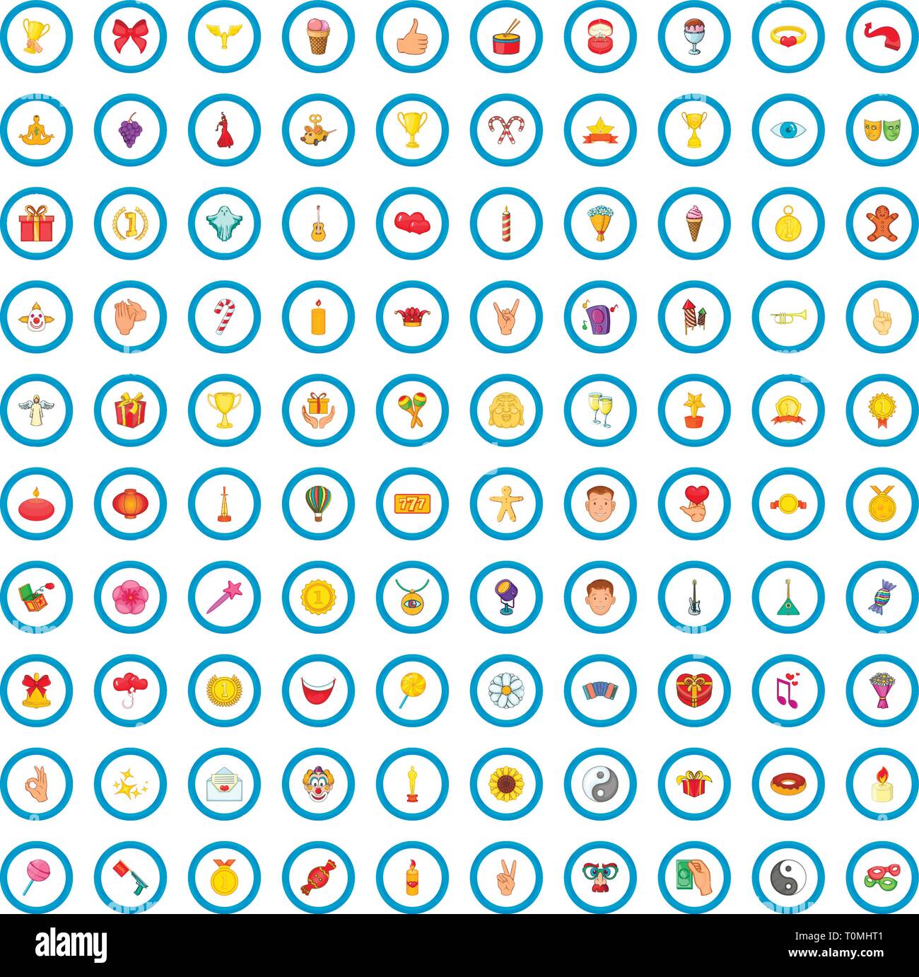 100 joy icons set, cartoon style Stock Vector Image & Art - Alamy