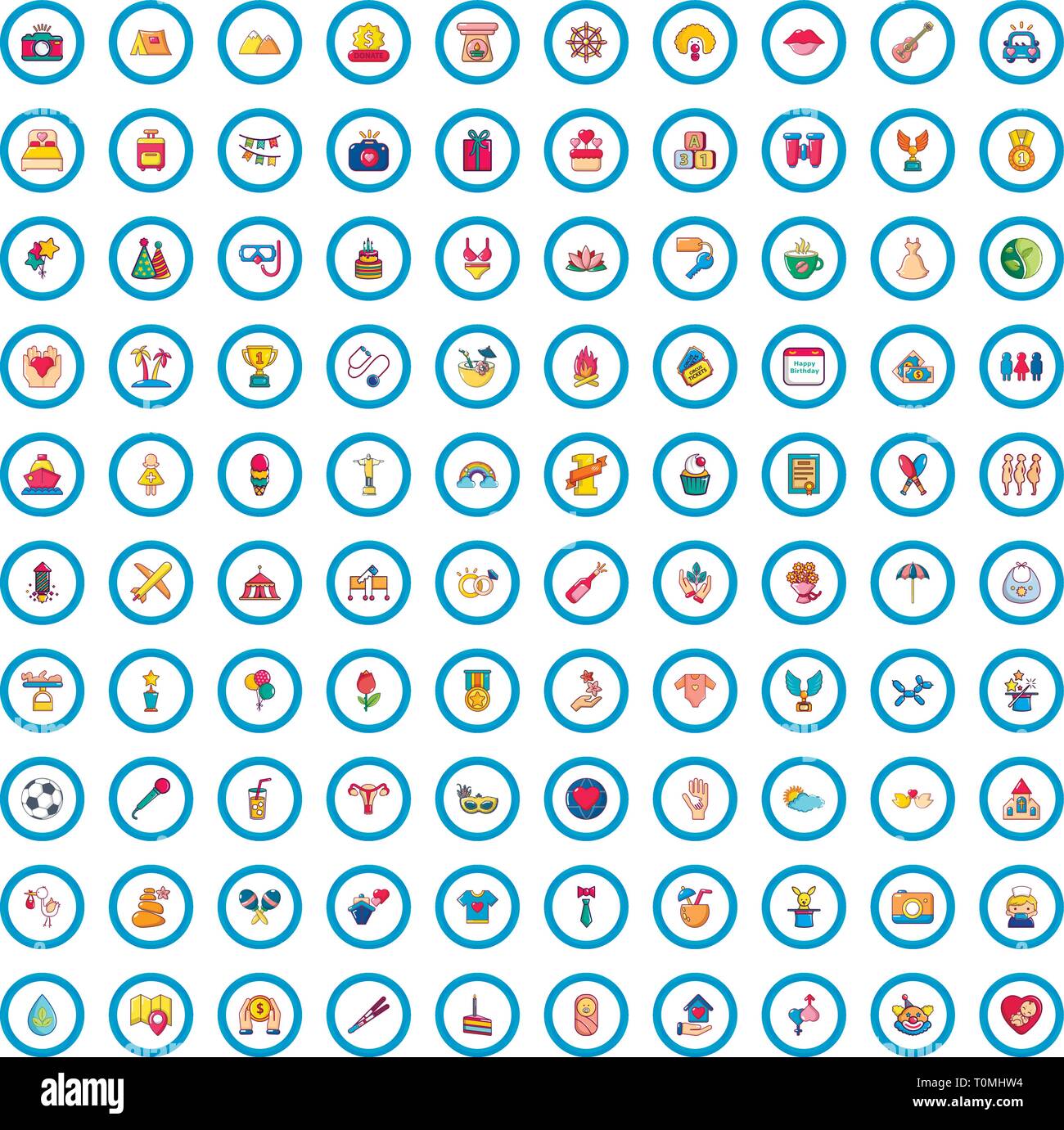 100 joy icons set, cartoon style Stock Vector Image & Art - Alamy