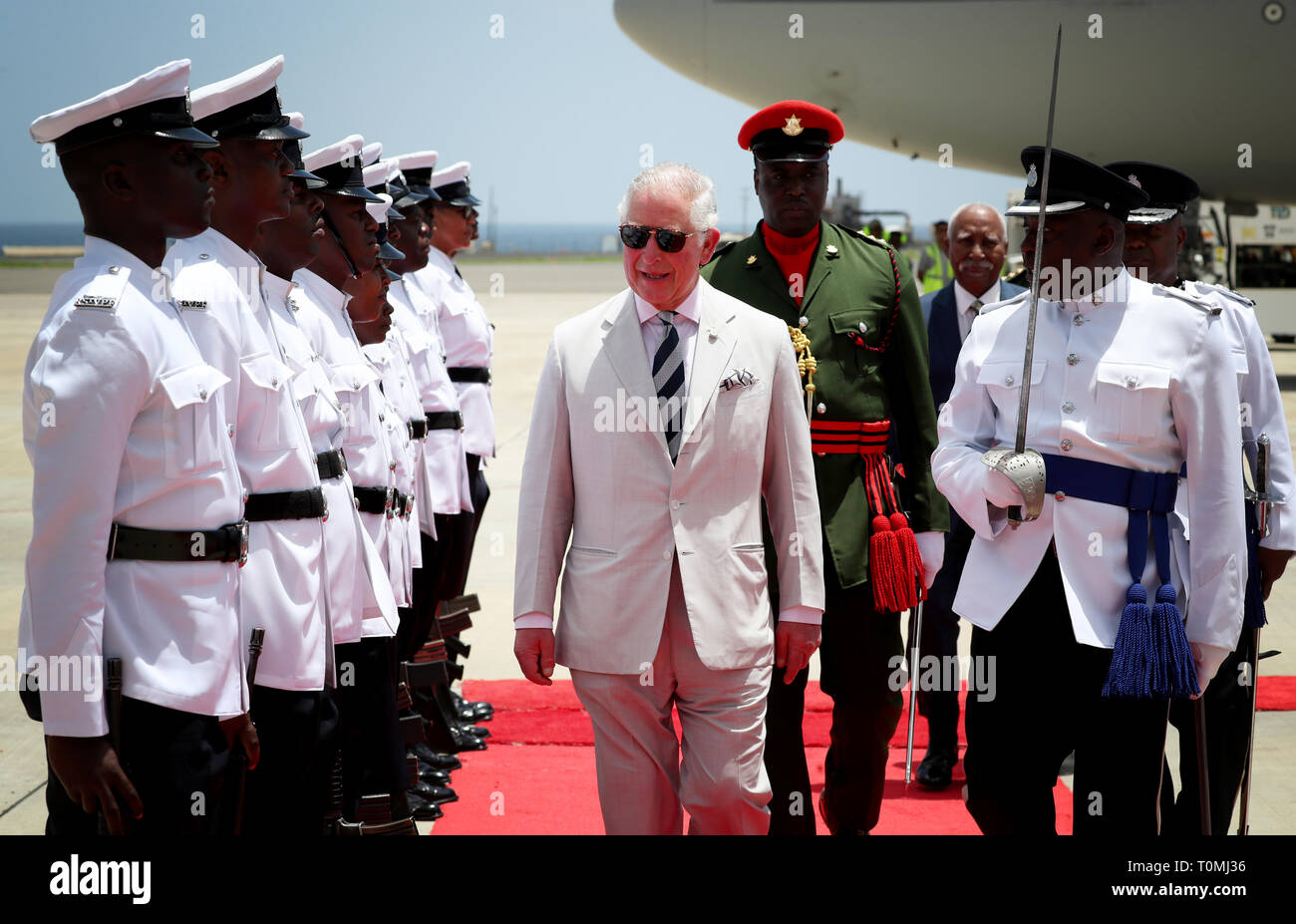 The Prince of Wales during the official welcome ceremony at Argyle ...