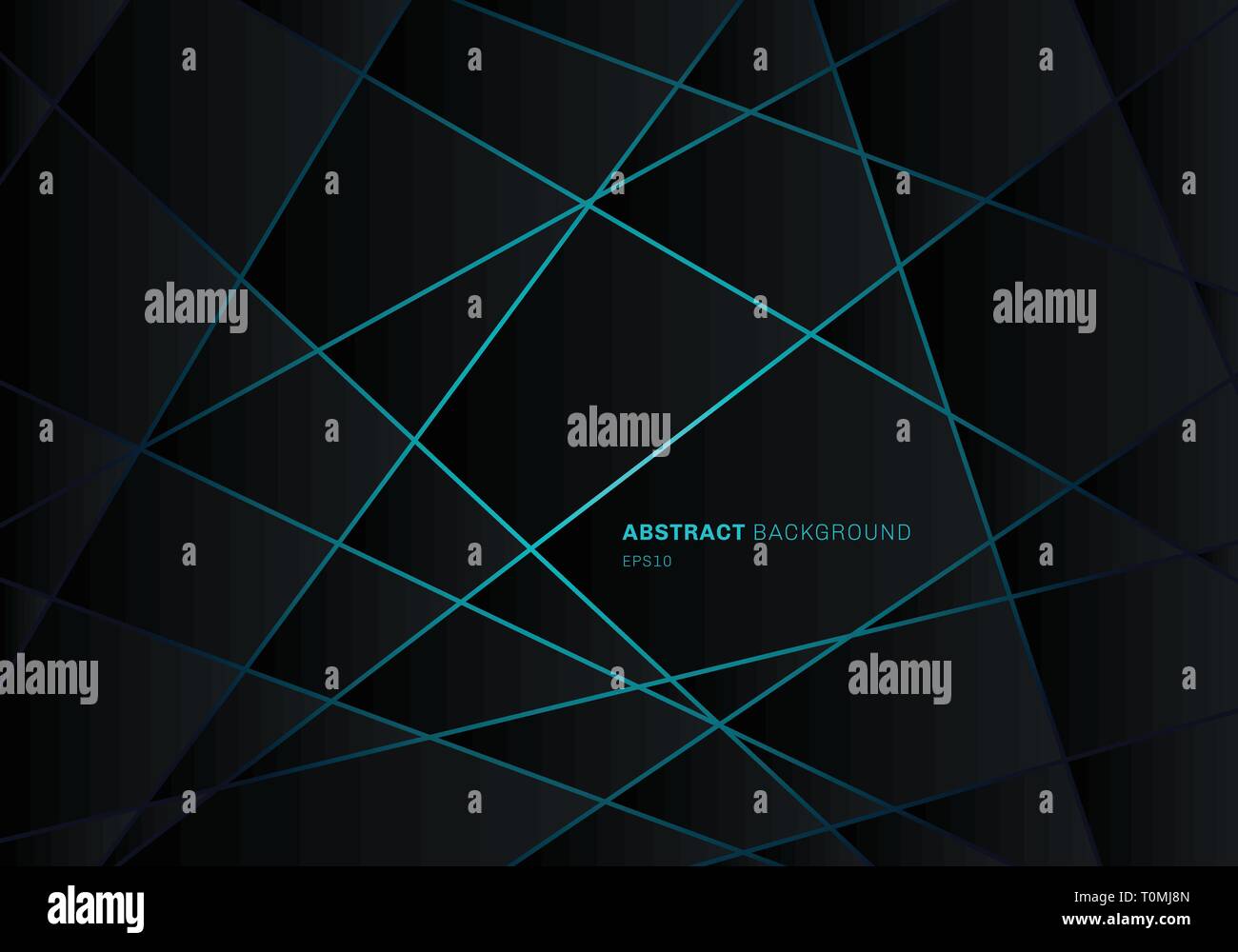 Abstract black geometric polygon on blue light neon futuristic ...