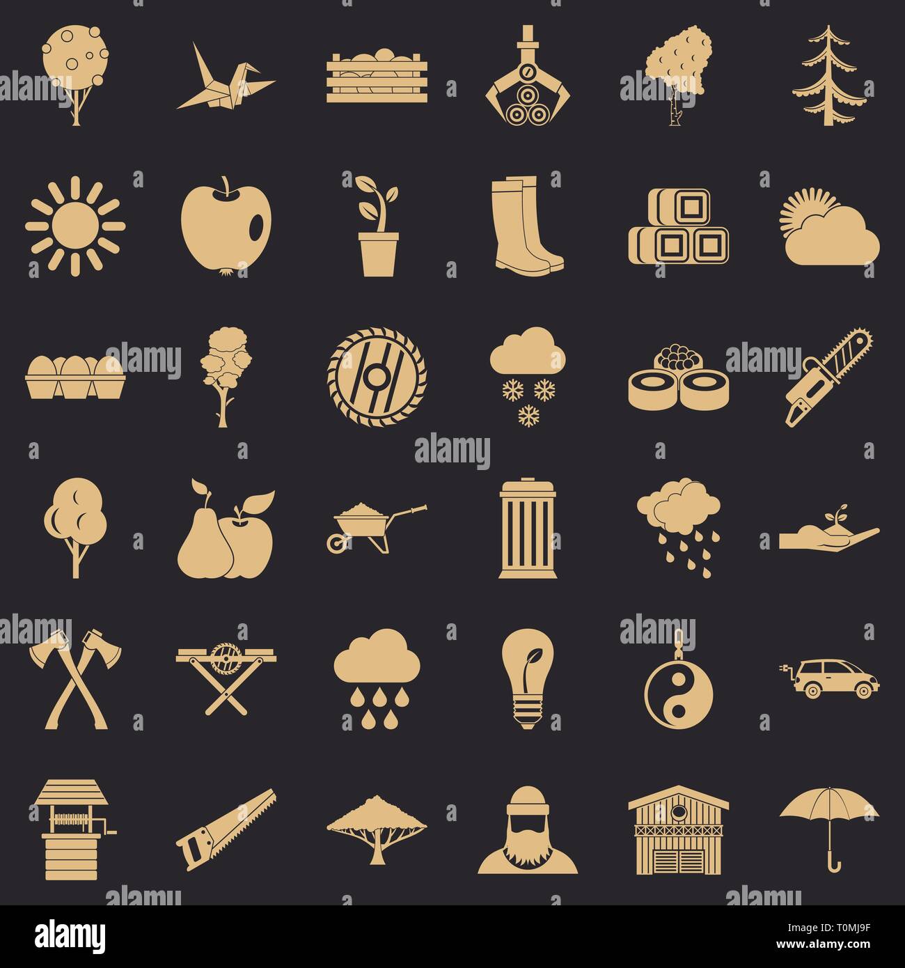 Garden tree icons set, simple style Stock Vector Image & Art - Alamy