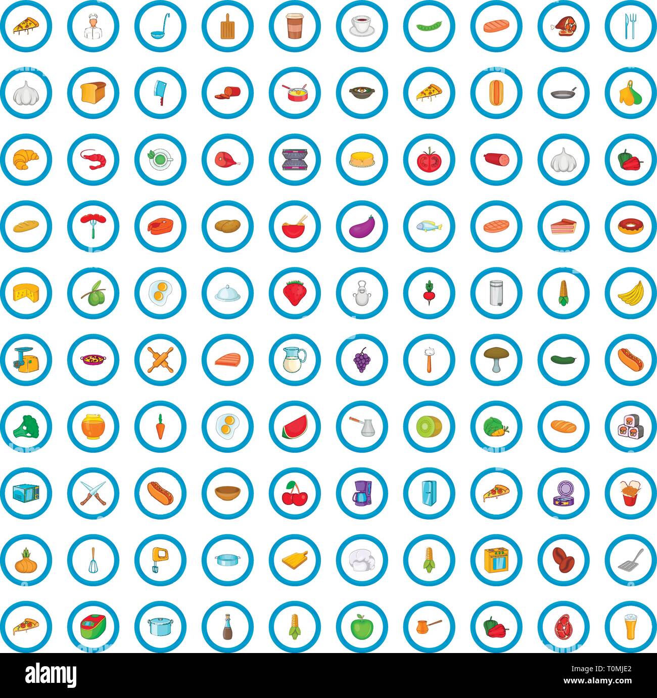100 kitchen icons set, cartoon style Stock Vector Image & Art - Alamy