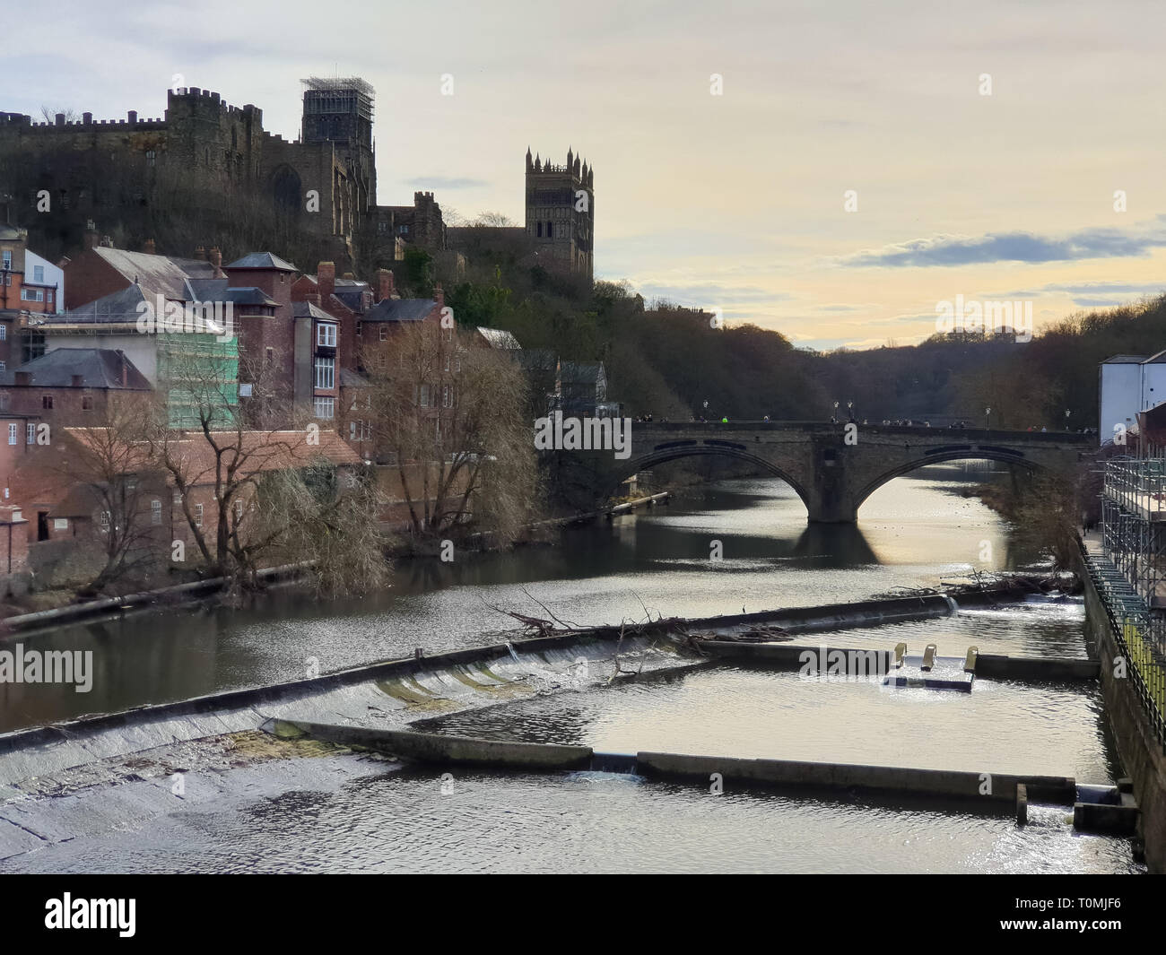 Durham Castle and Cathedral on a rock above the city, and Framwellgate ...