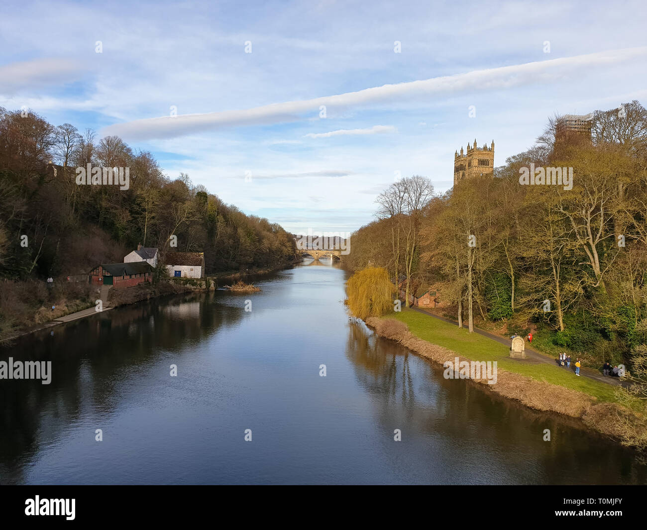 Durham Castle and Cathedral on a rock above the city, and Framwellgate ...