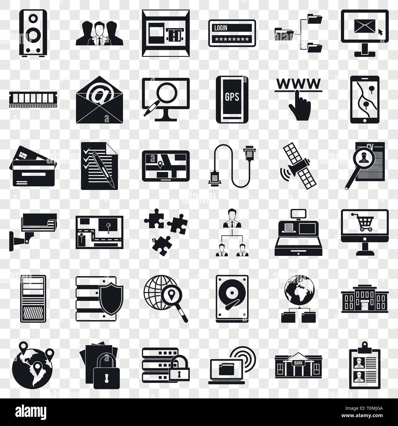 Information security icons set, simple style Stock Vector Image & Art ...