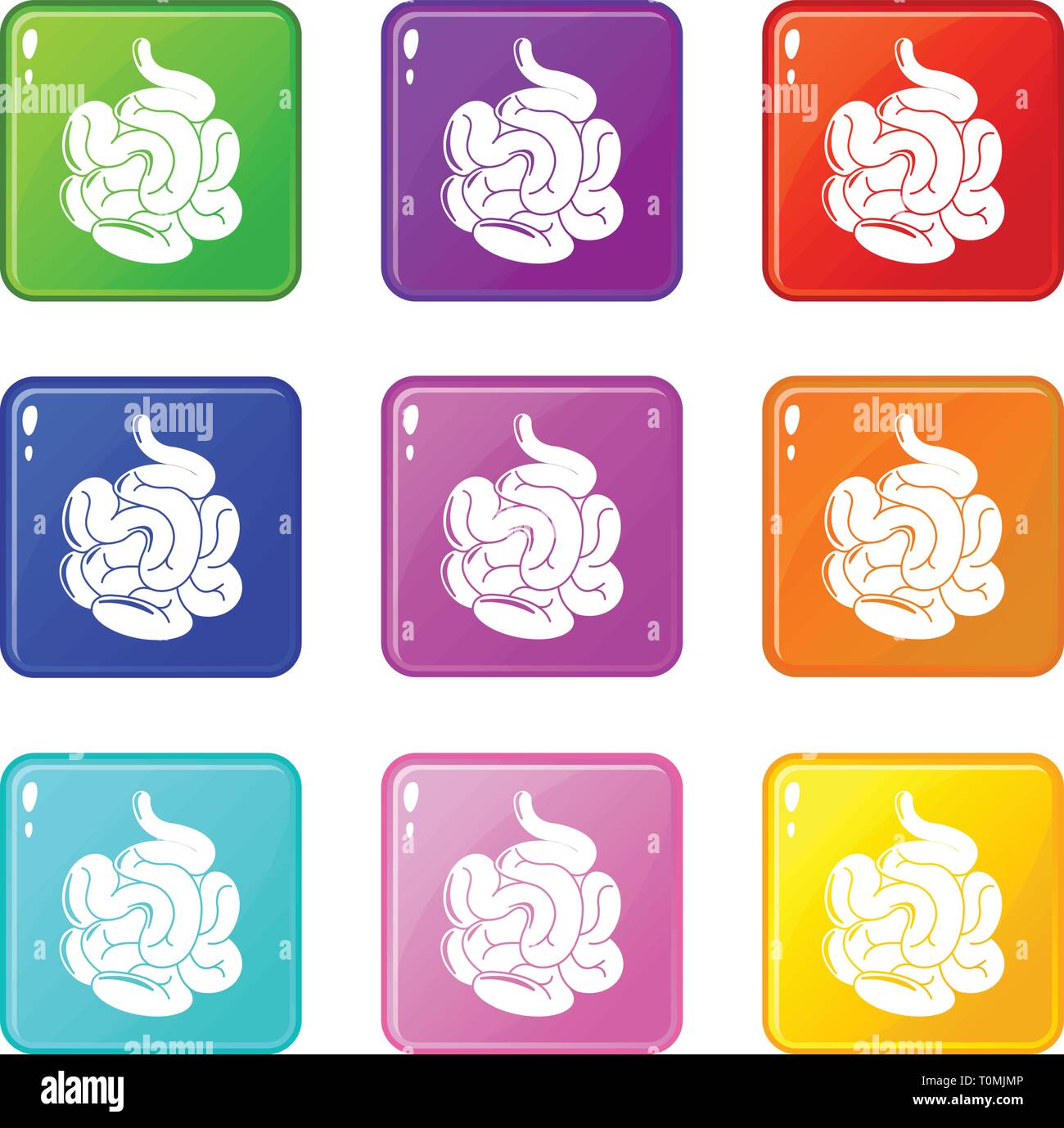 Small intestine icons set 9 color collection Stock Vector Image & Art ...