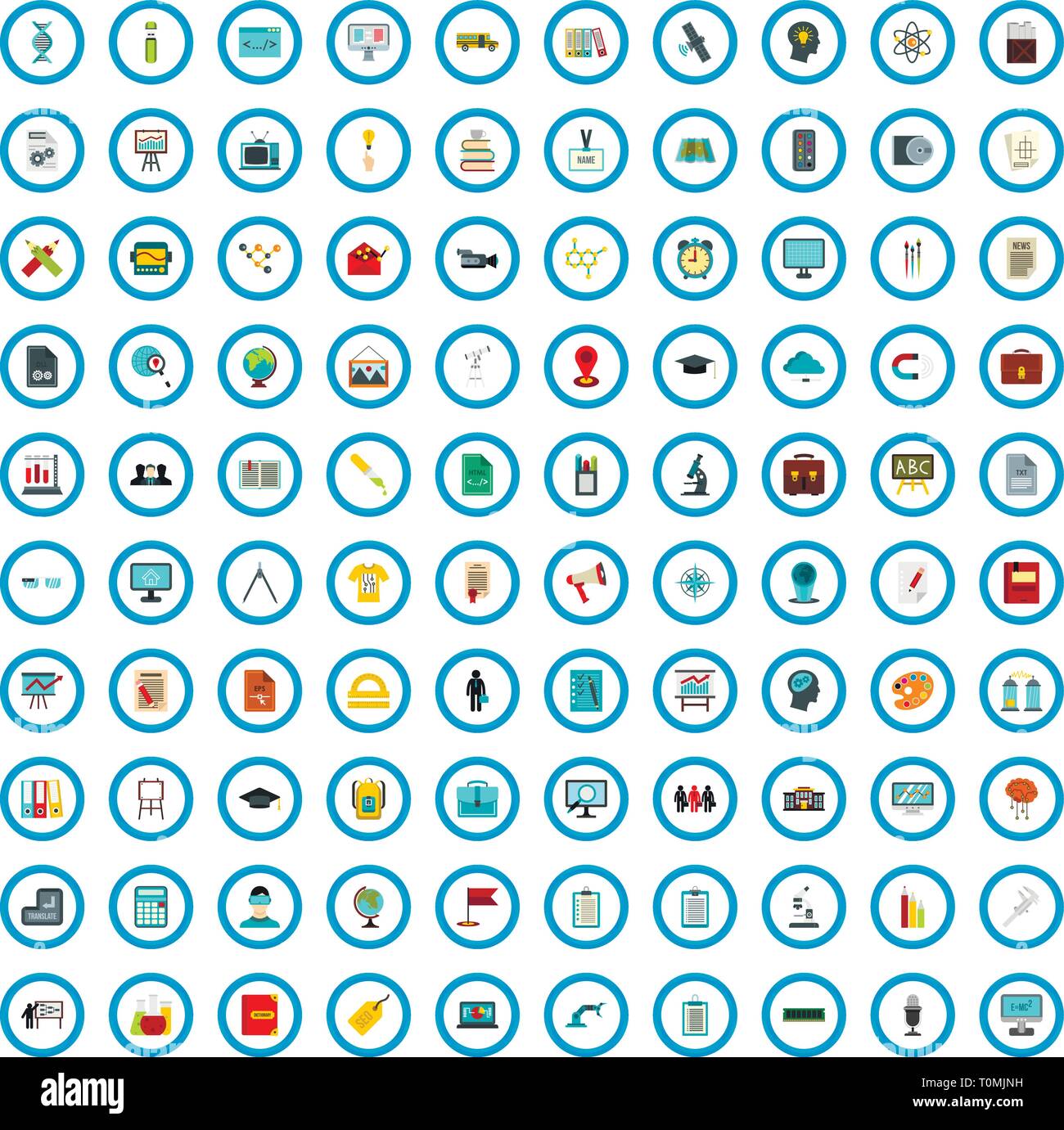 100 knowledge icons set, flat style Stock Vector Image & Art - Alamy