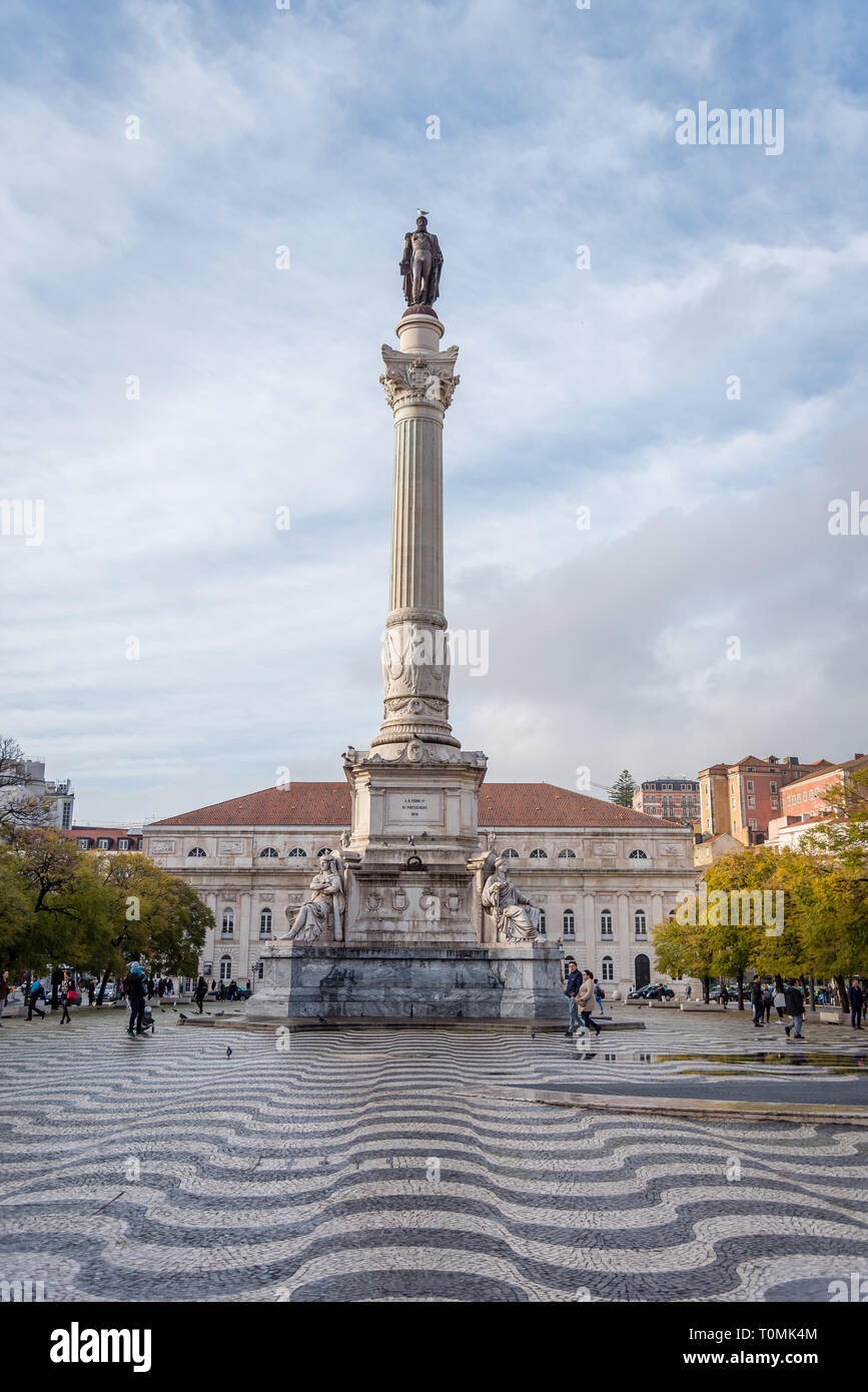 Statue of dom pedro iv at rossio square hi-res stock photography and ...
