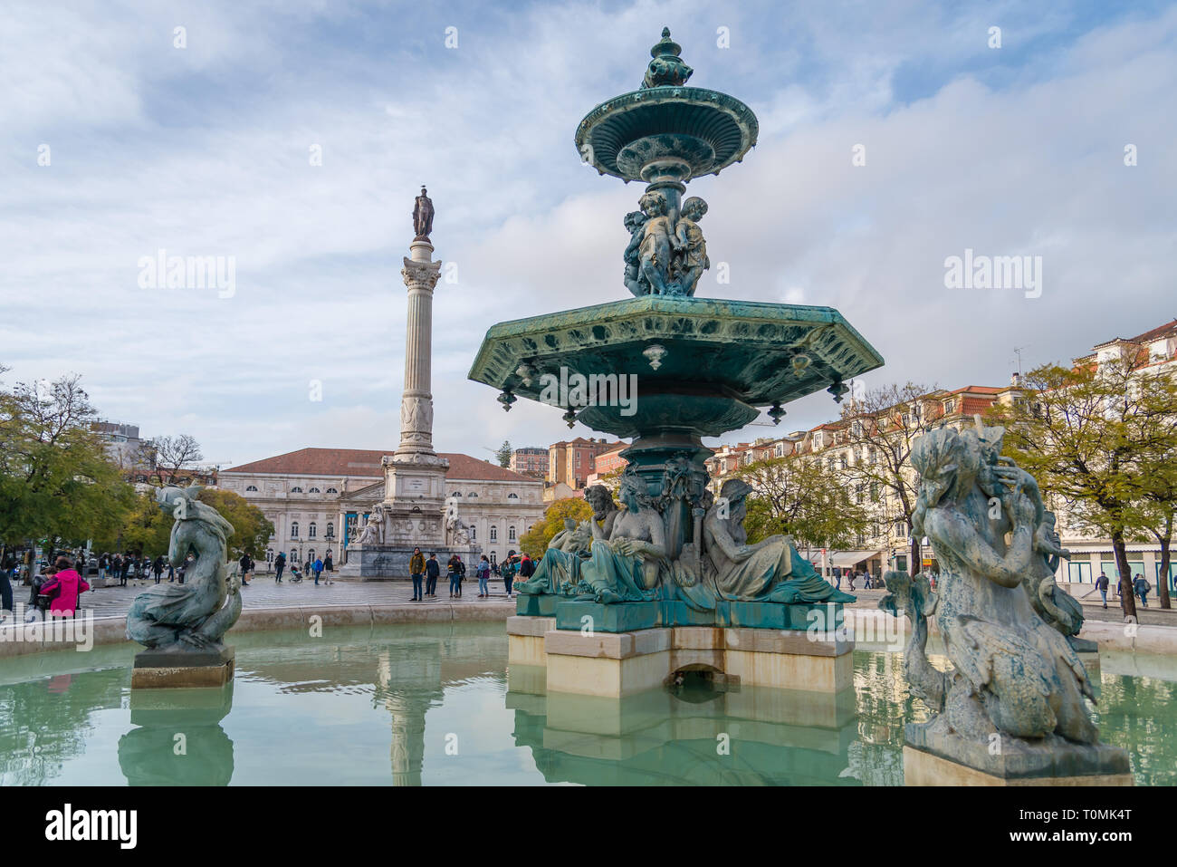 Statue of dom pedro iv at rossio square hi-res stock photography and ...