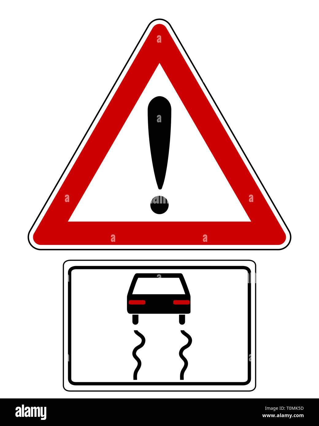 Traffic sign with car Stock Photo - Alamy