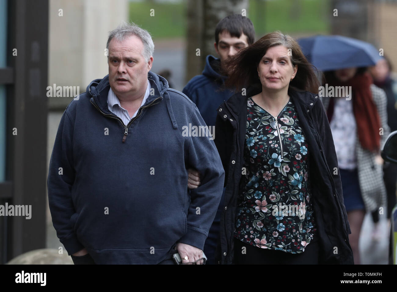 Robert MacPhail (centre), the father of Alesha MacPhail, arrives at the ...