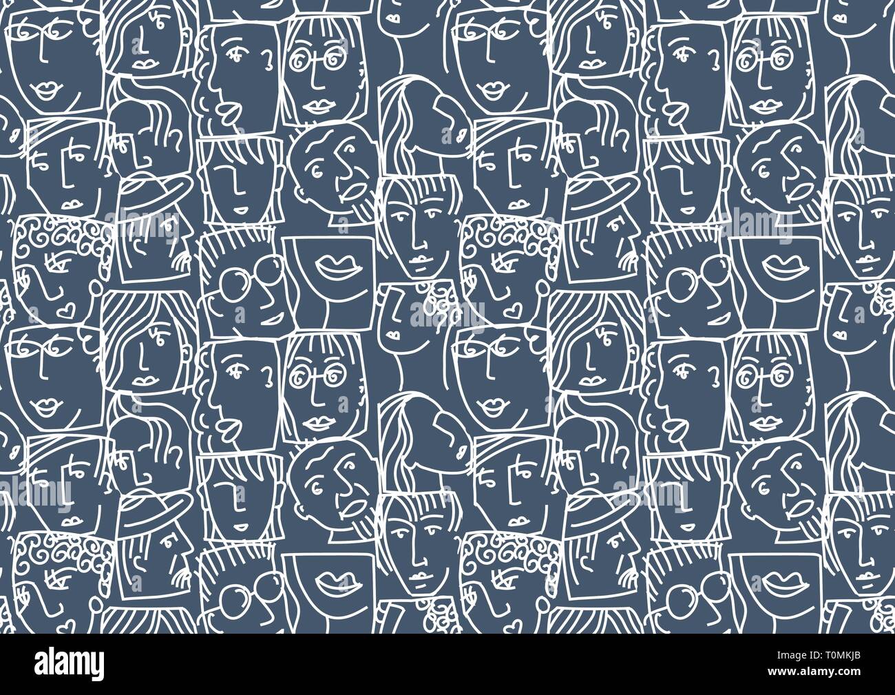 People abstract faces avatars characters invert seamless pattern Stock ...