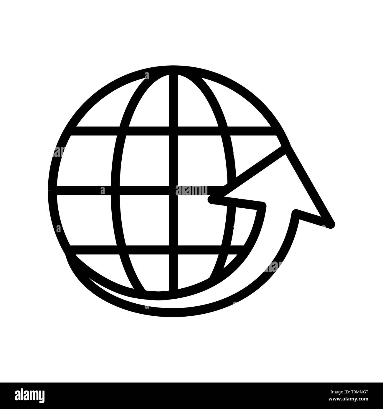Around world vector line Black and White Stock Photos & Images - Alamy