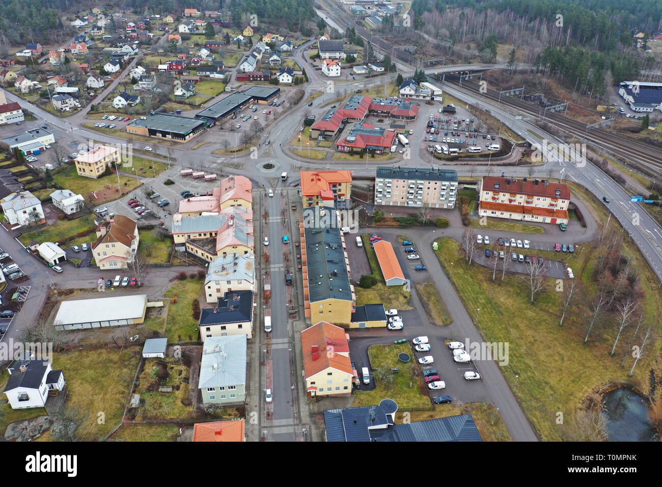 Sweden, Aerial view over Boxholm. Photo Jeppe Gustafsson Stock Photo ...