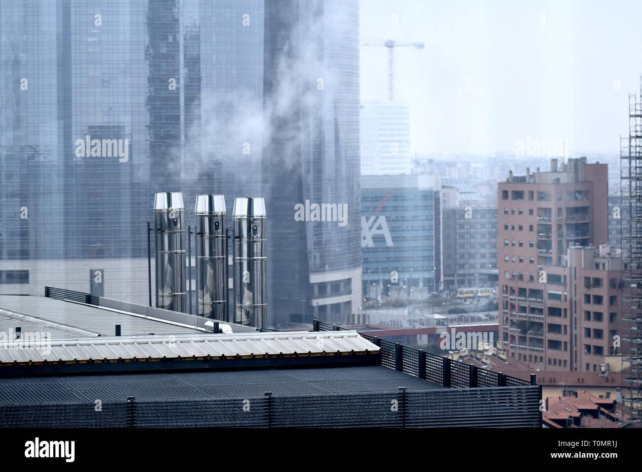 Smog and pollution in Milan, Italy Featuring: atmosphere Where: Milan ...