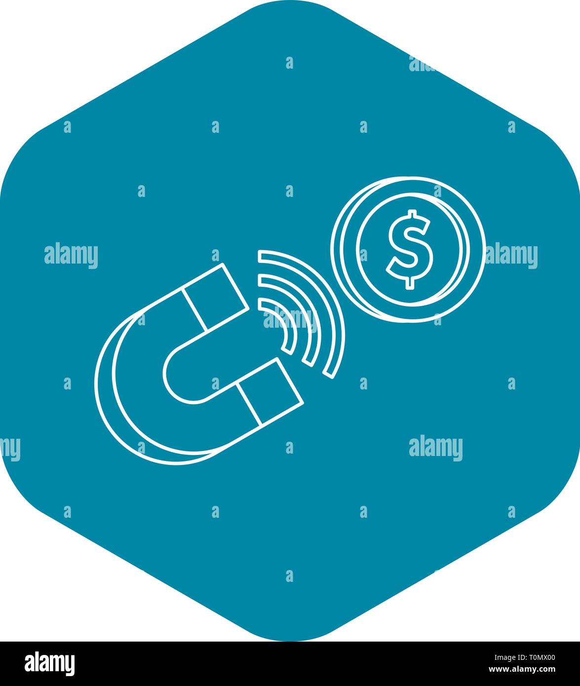 Magnet with coin icon, outline style Stock Vector Image & Art - Alamy