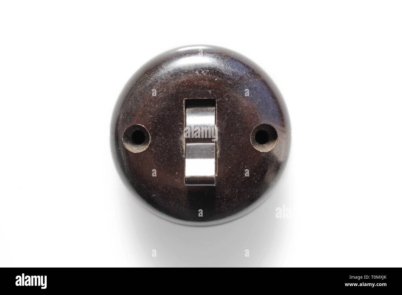 Antique switch on off bakelite 1960s, isolated on white background ...