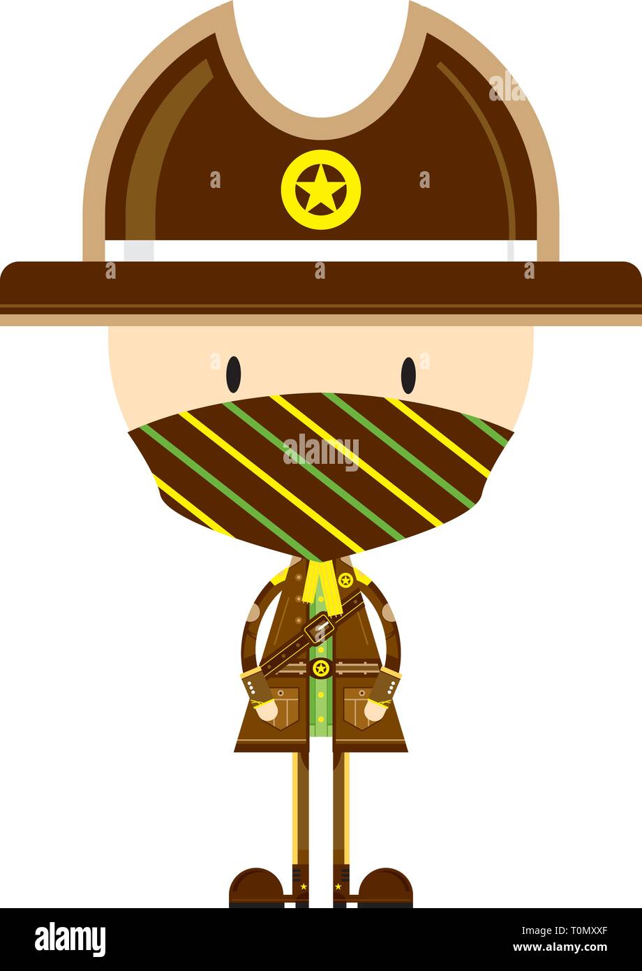Cute Cartoon Wild West Cowboy Sheriff in Mask Stock Vector Image & Art ...