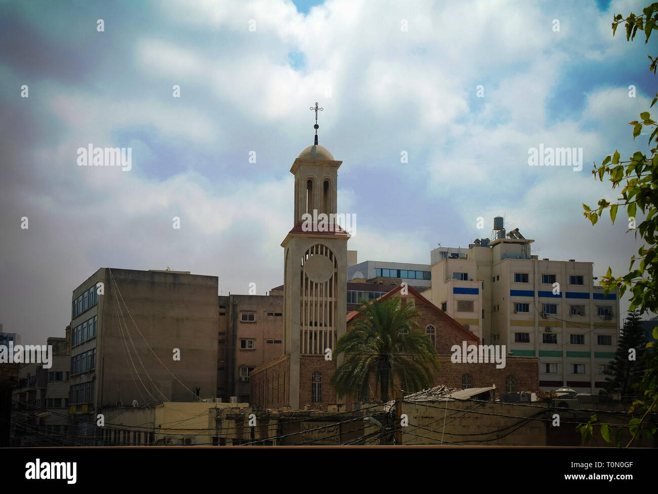 Aerial view to Melkite Greek Catholic Archeparchy , Sidon, Lebanon ...