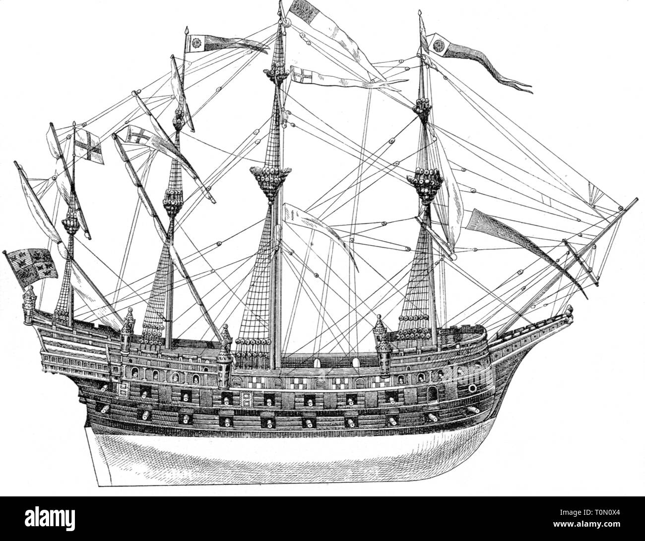 transport / transportation, navigation, warship, English carrack Henry ...