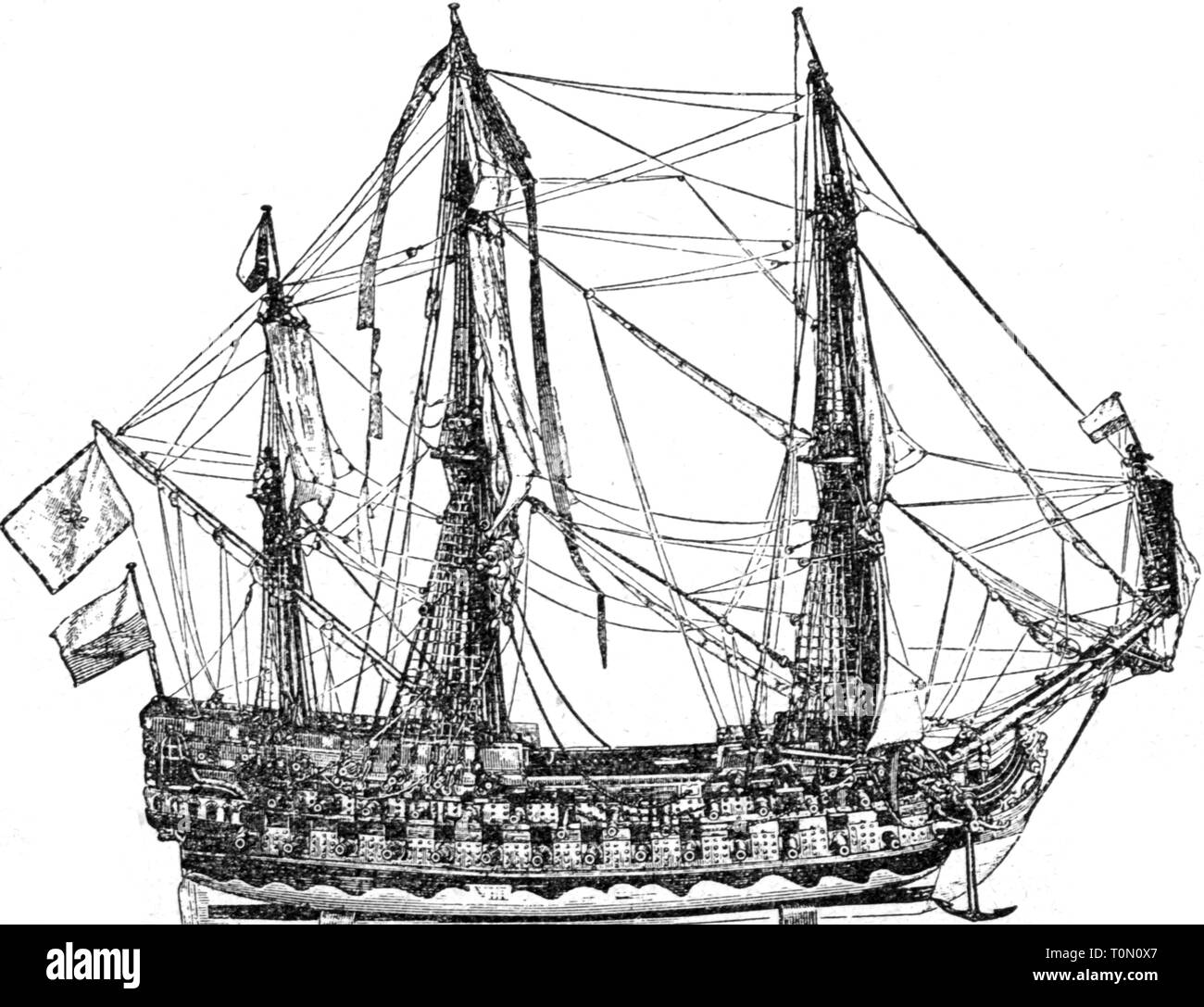 Full rigged pinnace Black and White Stock Photos & Images - Alamy