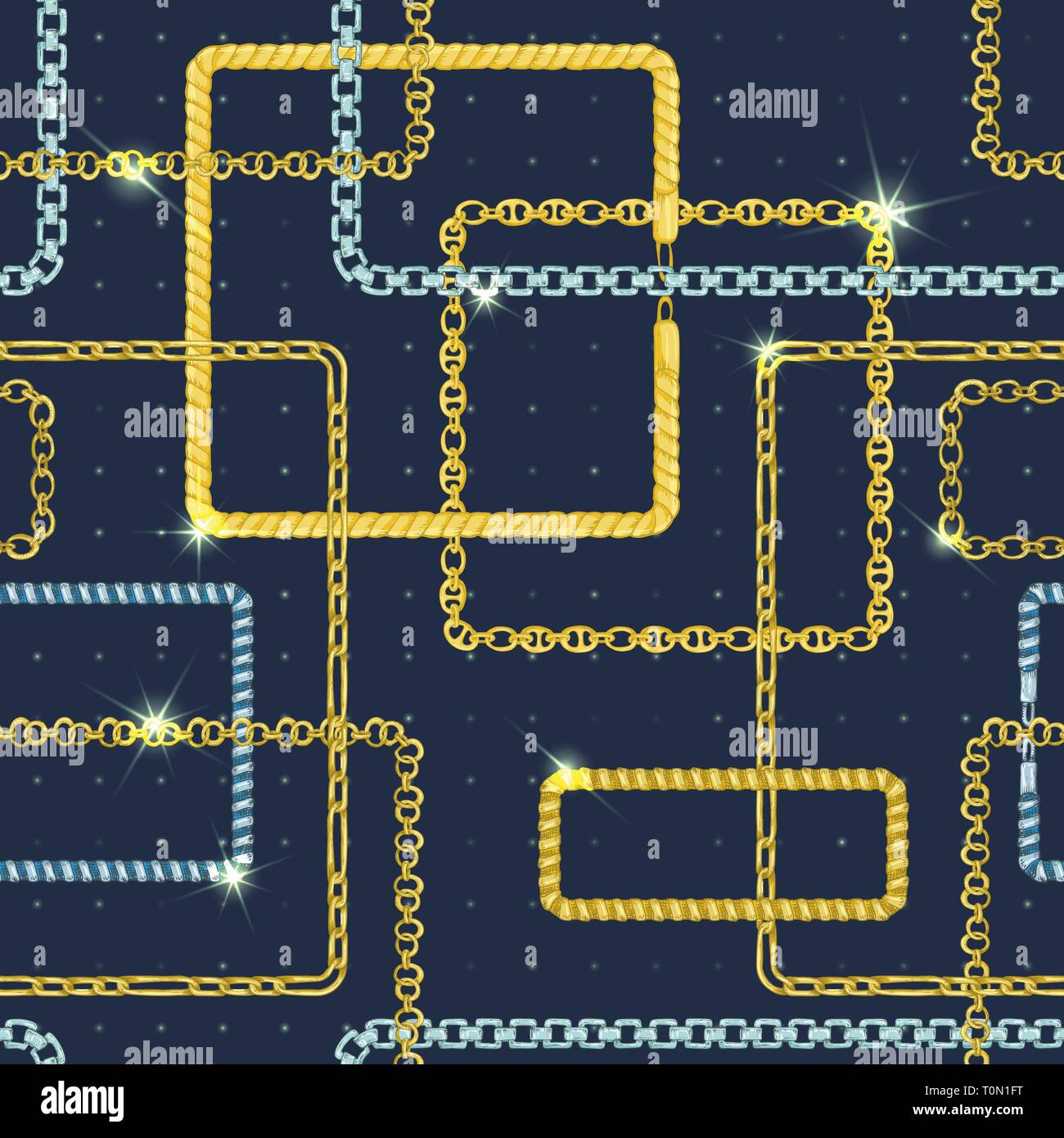 Seamless pattern with retro hand-drawn sketch chain on dark background ...