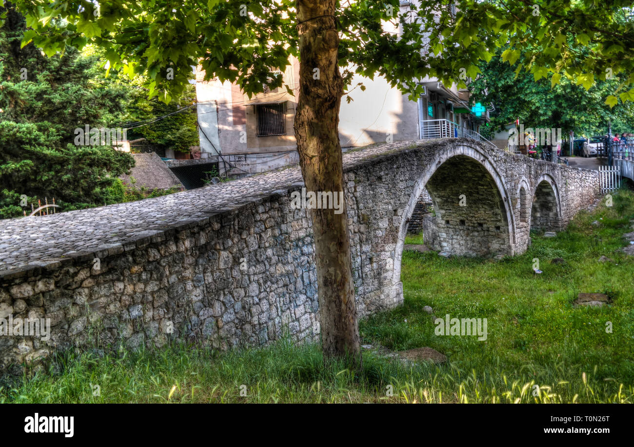 Exterioir view to Tanners Bridge near Lana river in tirana, Albania ...