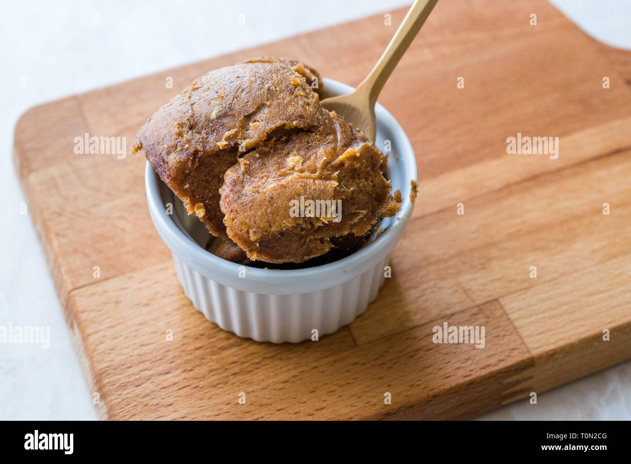 Japanese Miso Paste with Wooden Spoon. Traditional Organic Food Stock ...